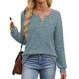 Fantaslook Henley Long Sleeve Tops, Casual Tunic, Lightweight Fall ...