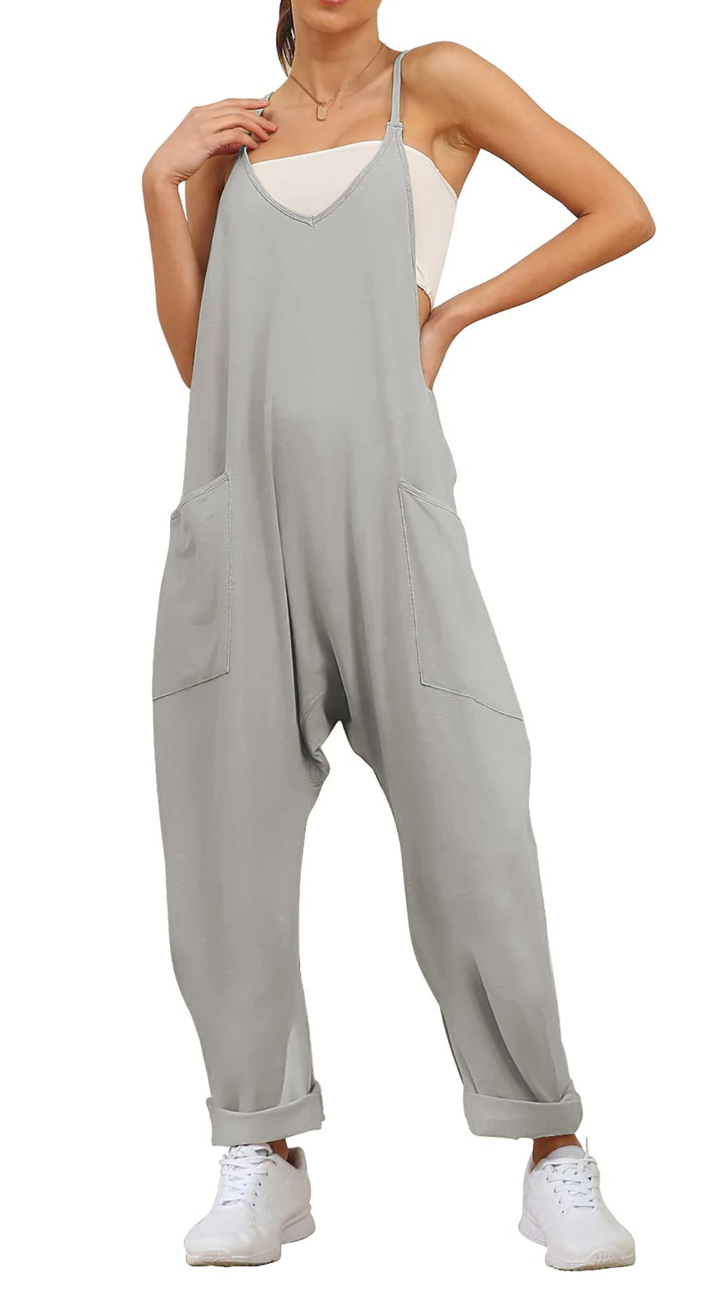 Fantaslook Jumpsuits for Women Casual Loose Rompers Sleeveless ...