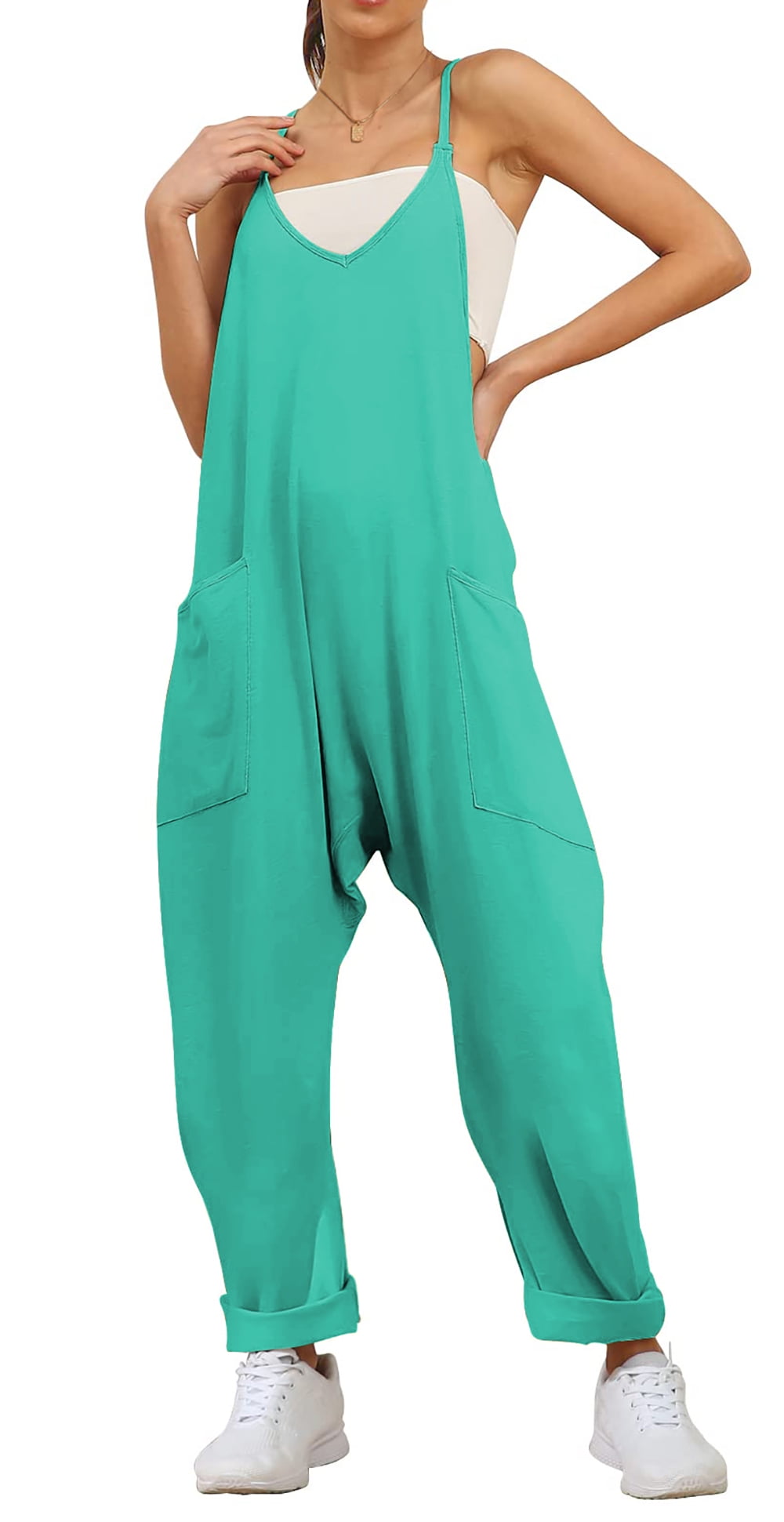 Fantaslook Jumpsuits for Women Casual Loose Rompers Sleeveless ...