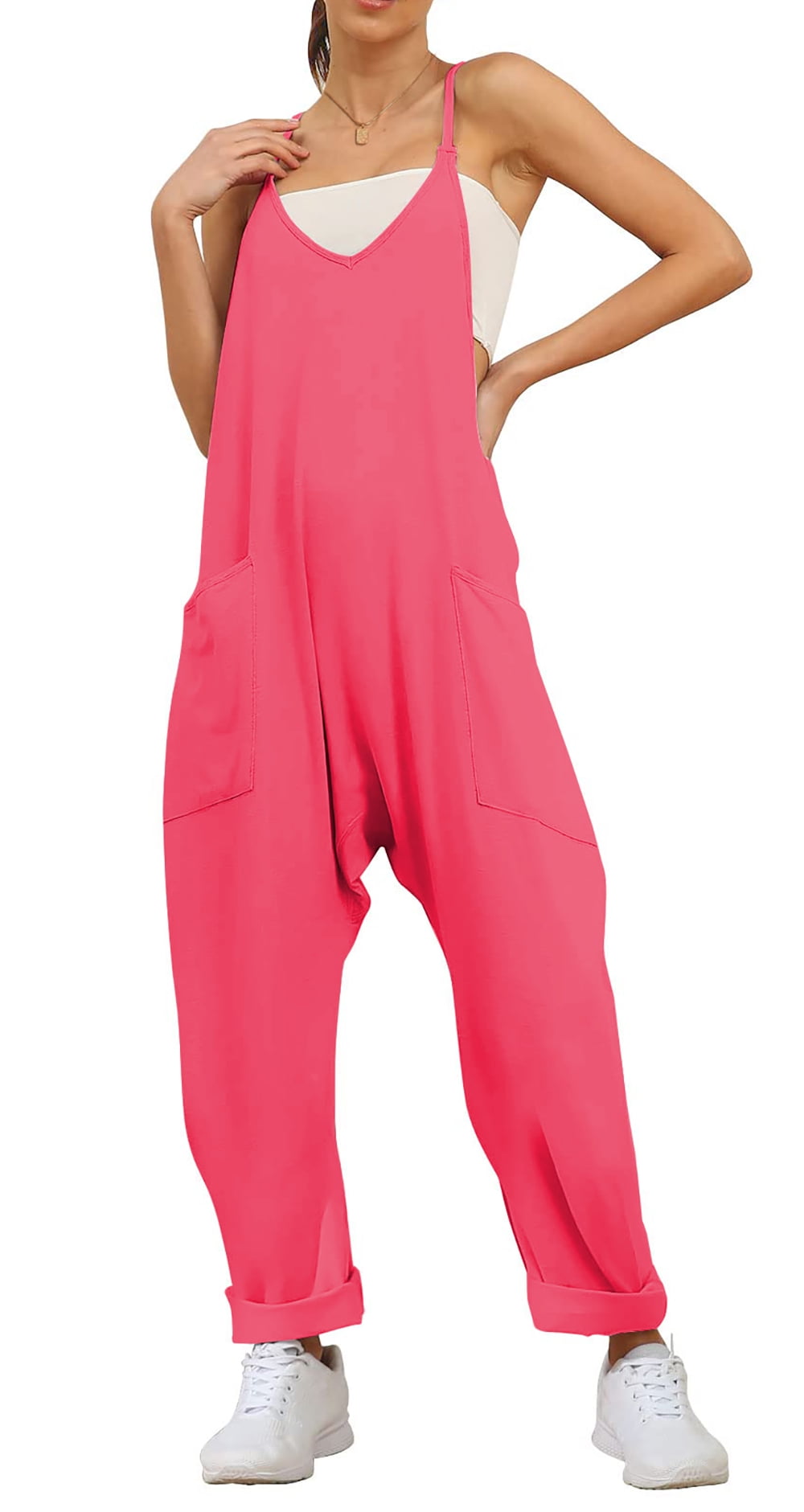 Fantaslook Jumpsuits for Women Casual Loose Rompers Sleeveless ...