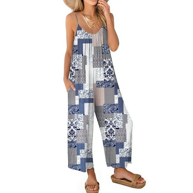Fantaslook Jumpsuits for Women Casual Sleeveless Spaghetti Strap ...