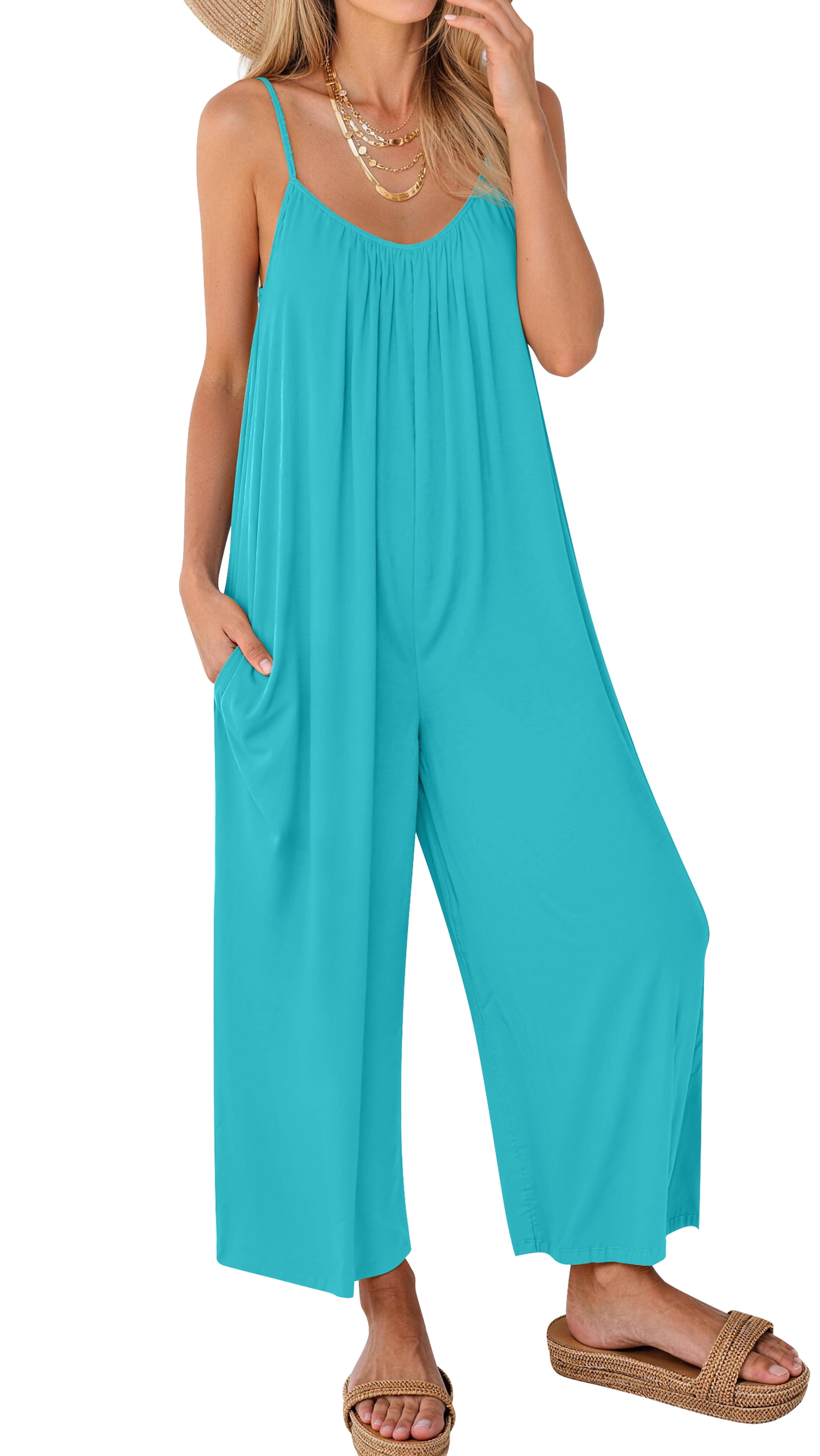 Fantaslook Jumpsuits for Women Casual Sleeveless Spaghetti Strap ...