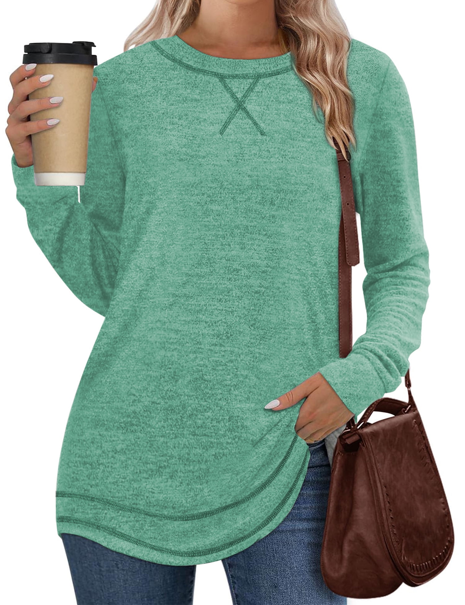 Fantaslook Lightweight Sweatshirts for Women Long Sleeve Crew Neck Tops ...