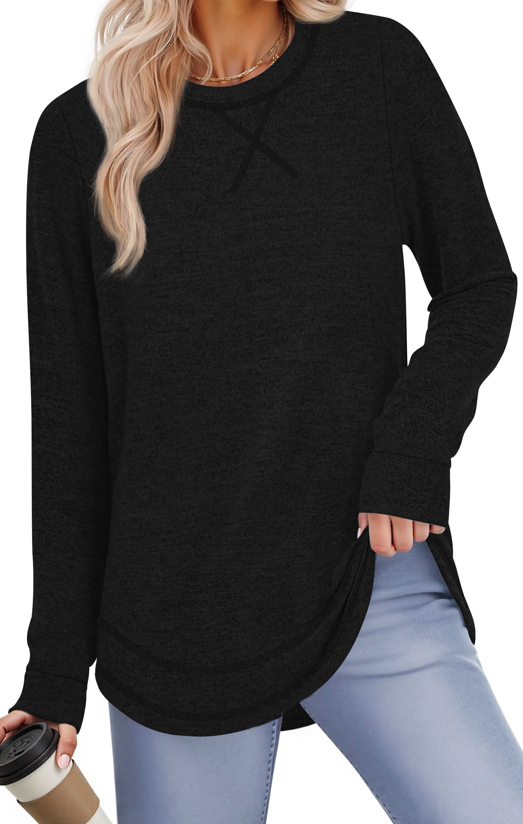 Fantaslook Lightweight Sweatshirts for Women Long Sleeve Crew Neck Tops ...