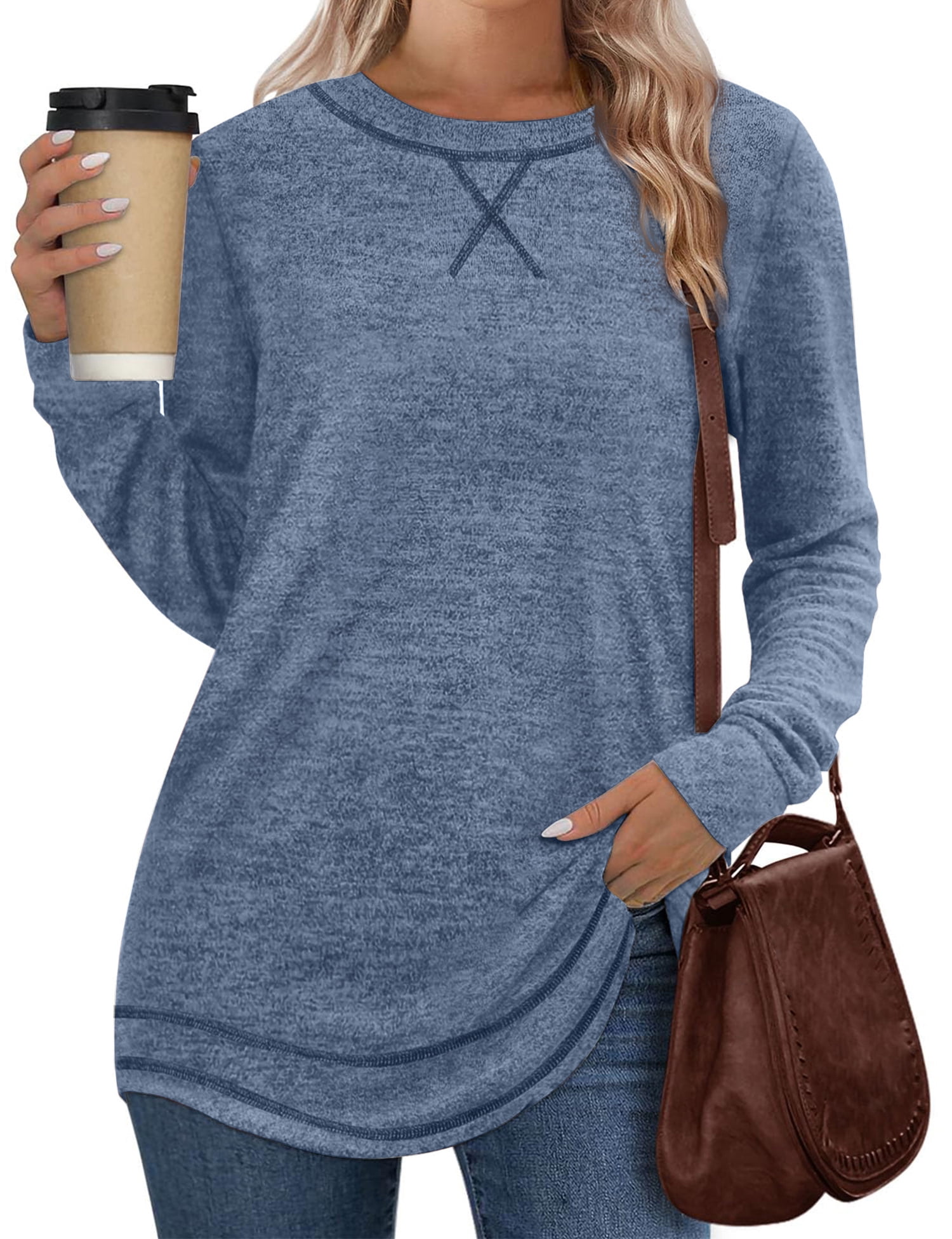 Fantaslook Lightweight Sweatshirts for Women Long Sleeve Crew Neck Tops ...