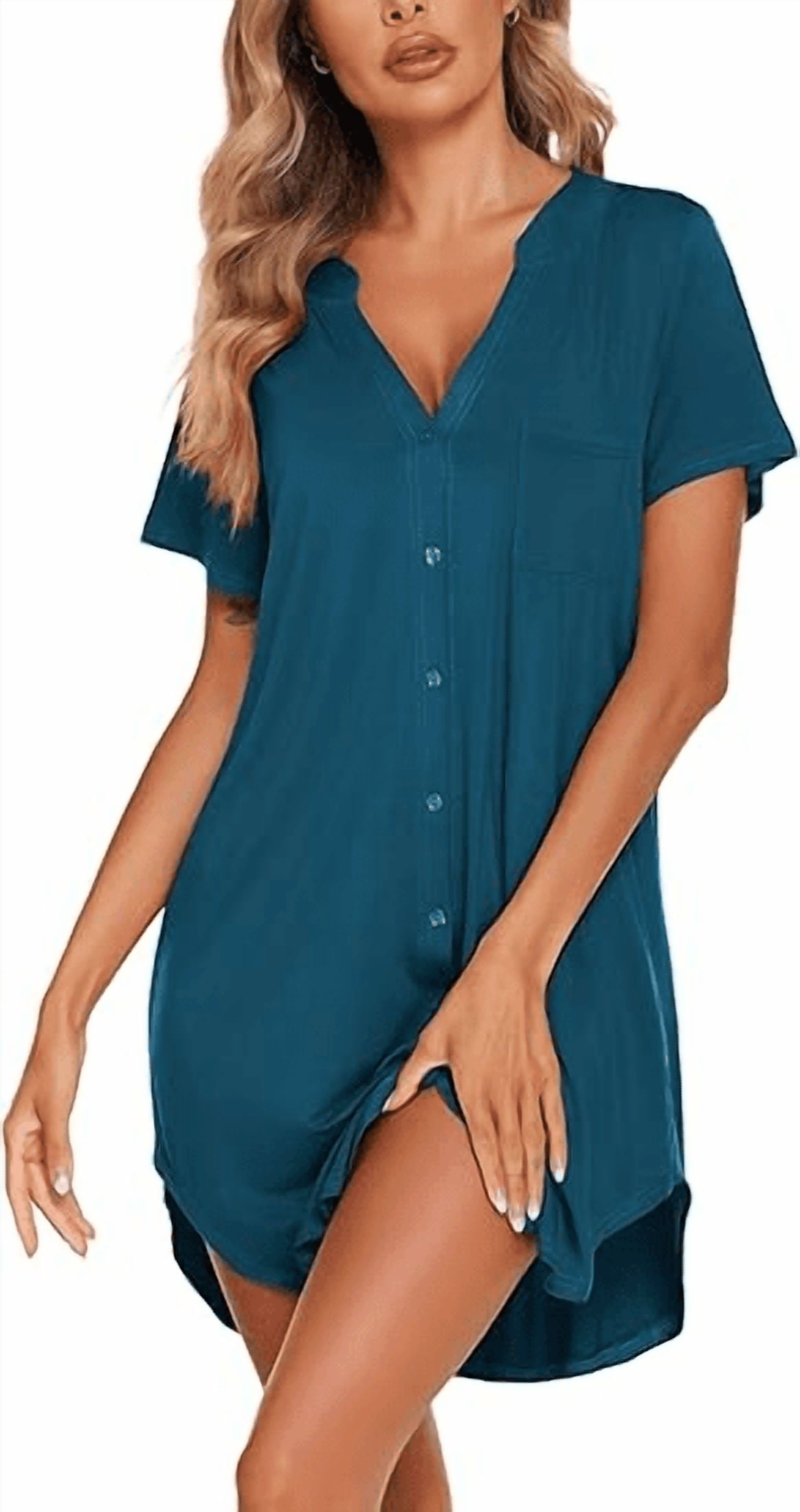 Fantaslook Long Womens Button down Shirts Casual Short Sleeve ...