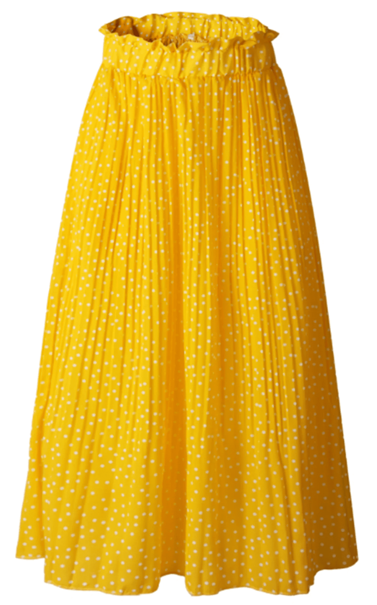 Fantaslook Midi Pleated Skirts For Women Polka Dot Swing High Waist Maxi Skirt With Pockets