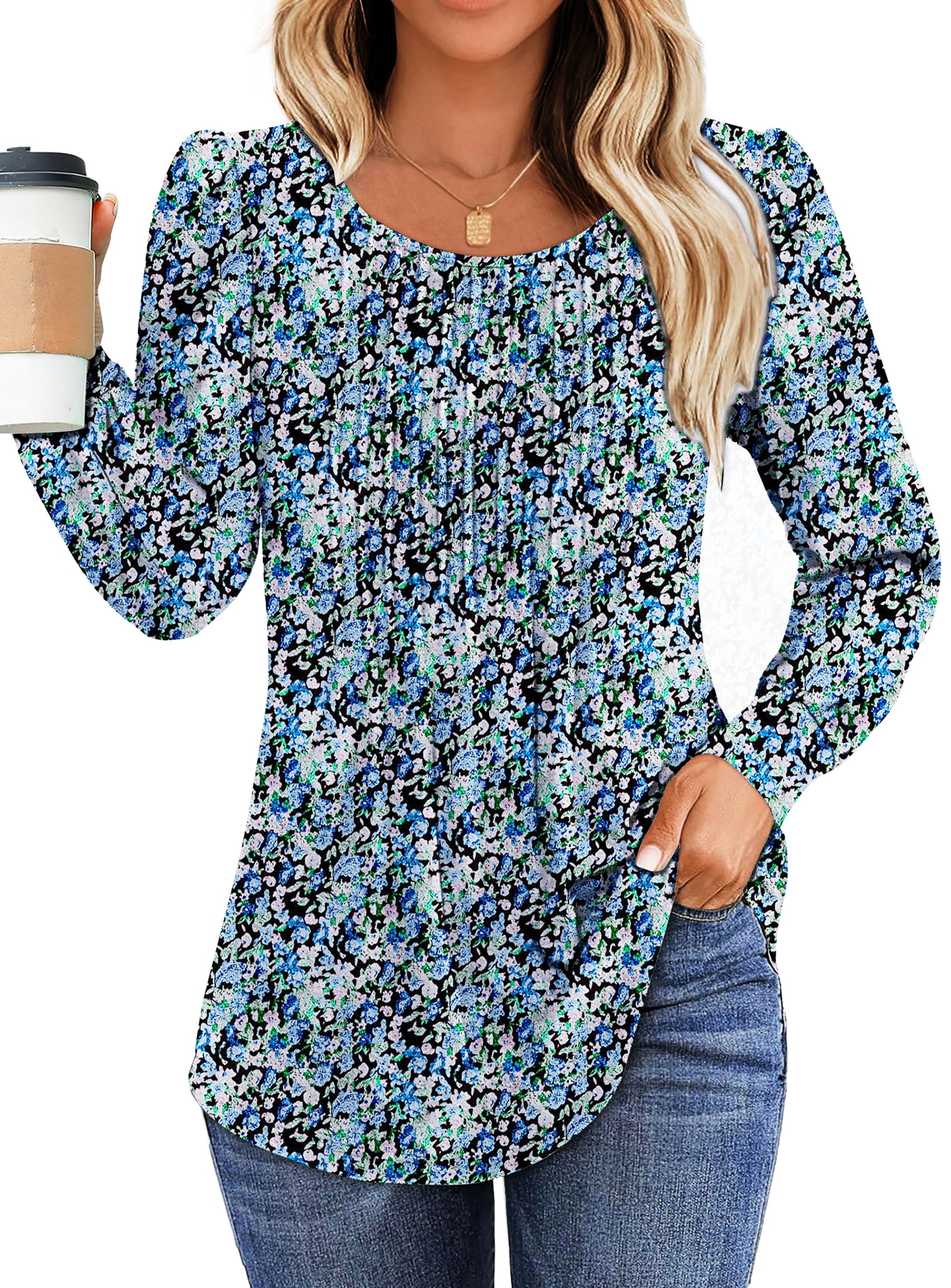 Fantaslook Pleated Blouses for Women Dressy Casual Long Sleeve Shirts ...