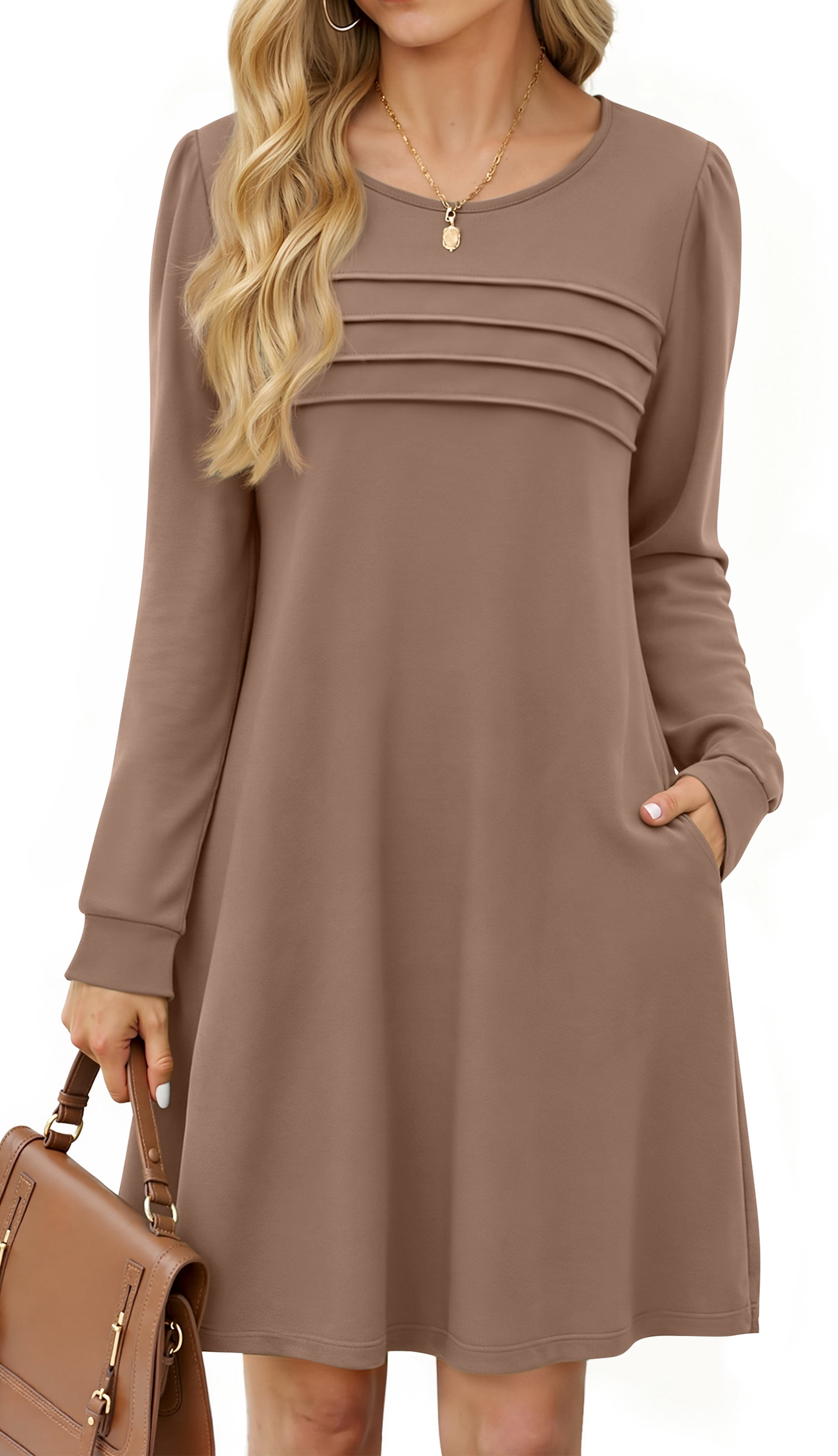 Fantaslook Pleated Long Sleeve Dresses for Women Fashion Fall Dresses ...