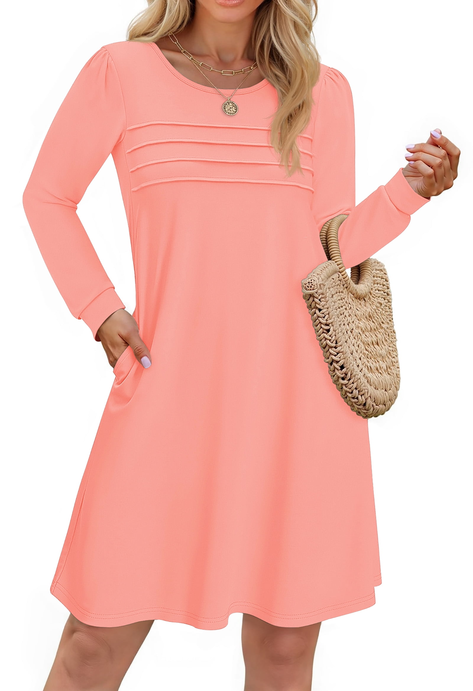 Fantaslook Pleated Long Sleeve Dresses for Women Fashion Fall Dresses ...