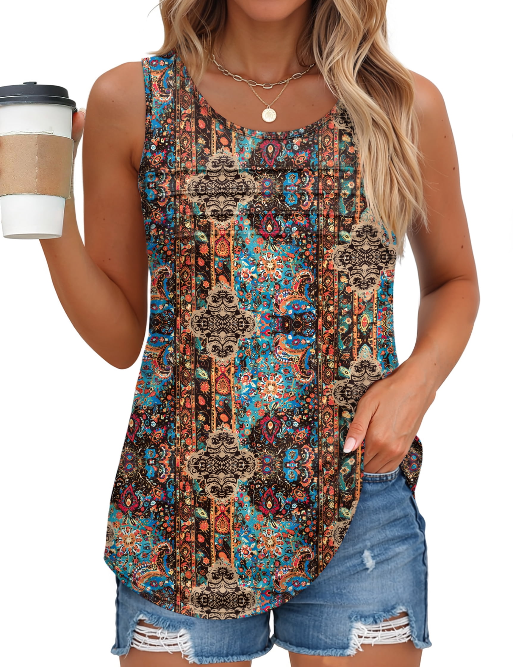 Fantaslook Pleated Tank Tops for Women Dressy Casual Sleeveless Blouses ...