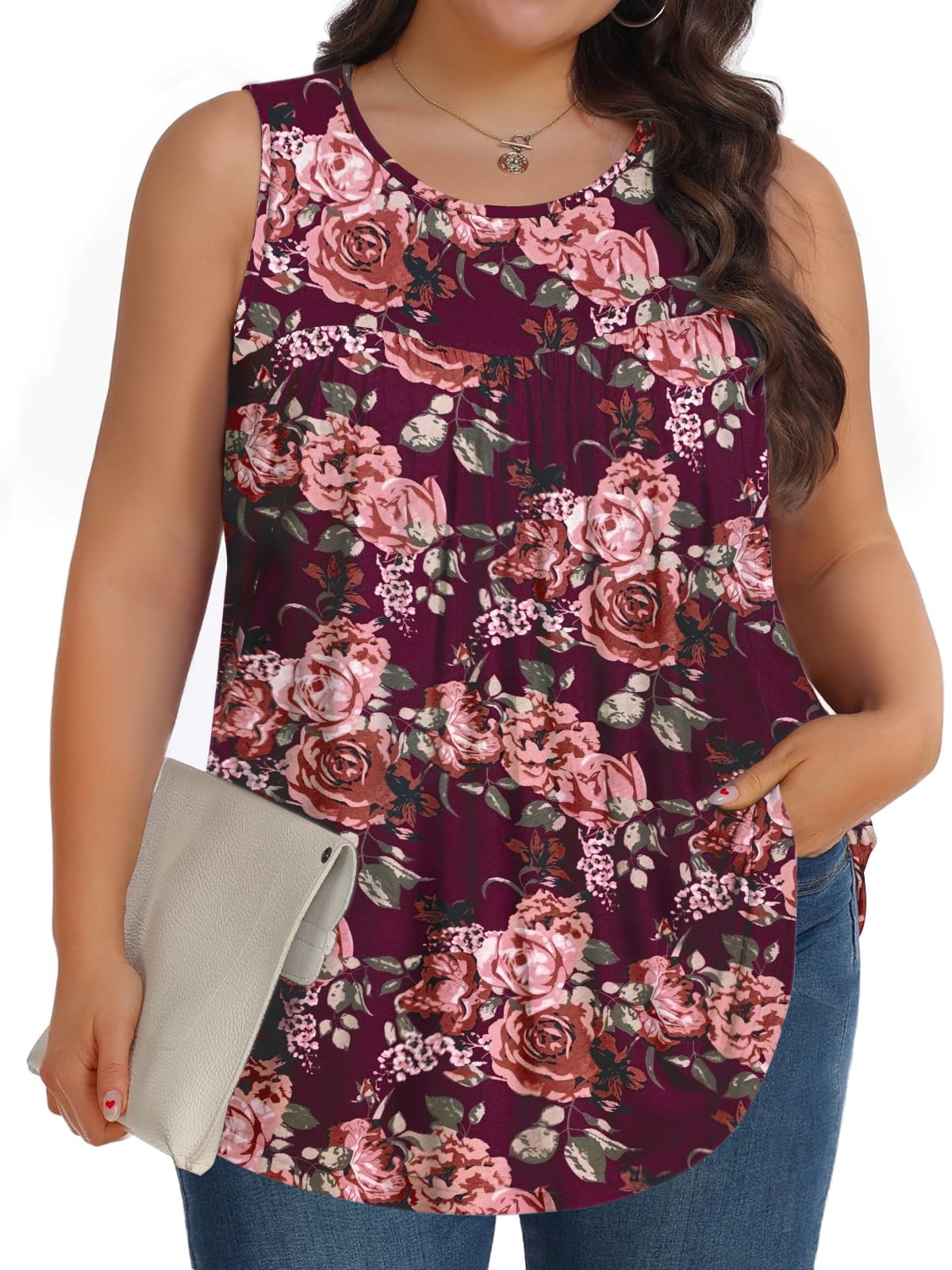 Fantaslook Plus Size Floral Tank Tops for Women Sleeveless Summer ...