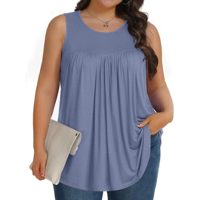 Fantaslook Plus Size Tank Tops for Women Tunic Sleeveless Shirts Dressy Casual Floral Blouses ...