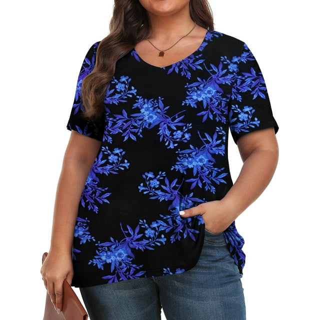Fantaslook Plus Size Womens T Shirts V Neck Caseual Tops Short Sleeve ...