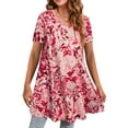 Fantaslook Plus Size Womens Tunic Tops Short Sleeve Casual Floral ...