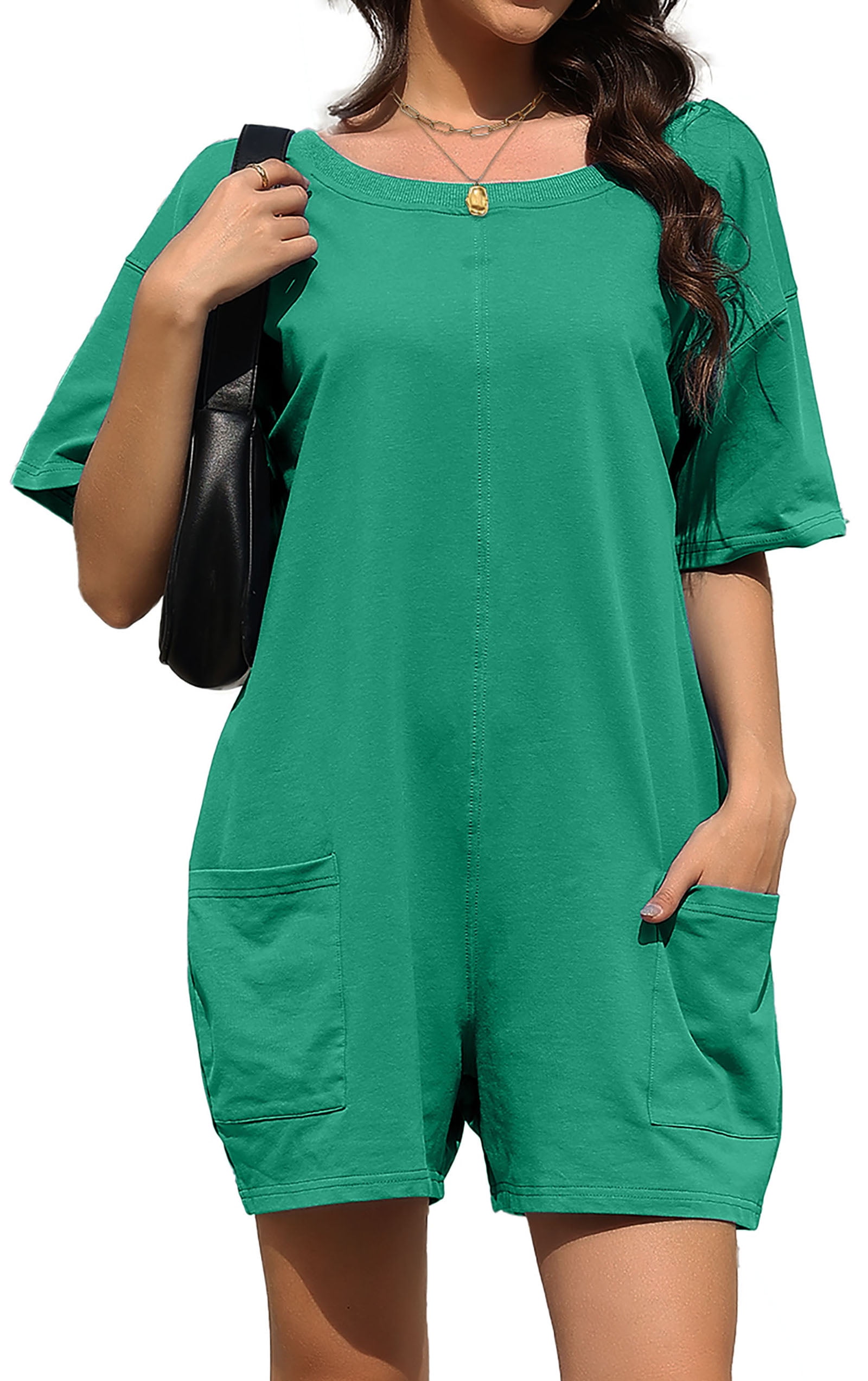 Fantaslook Rompers for Women Casual Summer Jumpsuits Short Sleeve Loose ...
