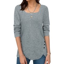 Roaso Women's Asymmetrical Crop Top Long Sleeve Blouse Button up Shirt ...