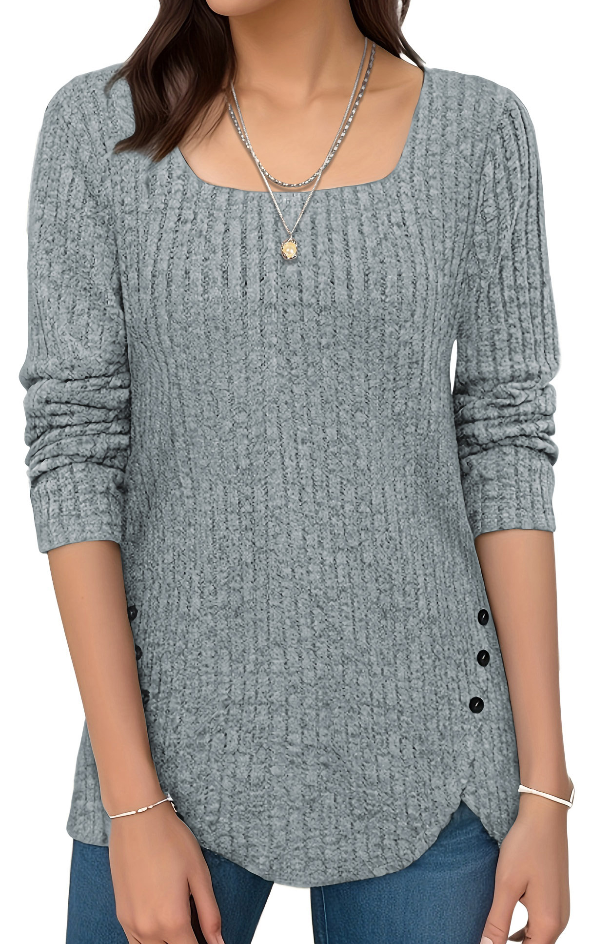 Roaso Women's Asymmetrical Crop Top Long Sleeve Blouse Button up Shirt ...