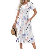 Fantaslook Summer Dresses for Women Casual Short Sleeve Pleated Dress ...