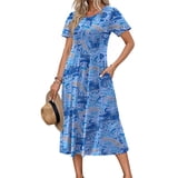 Fantaslook Summer Dresses for Women Pleated Floral Dress with Pockets ...