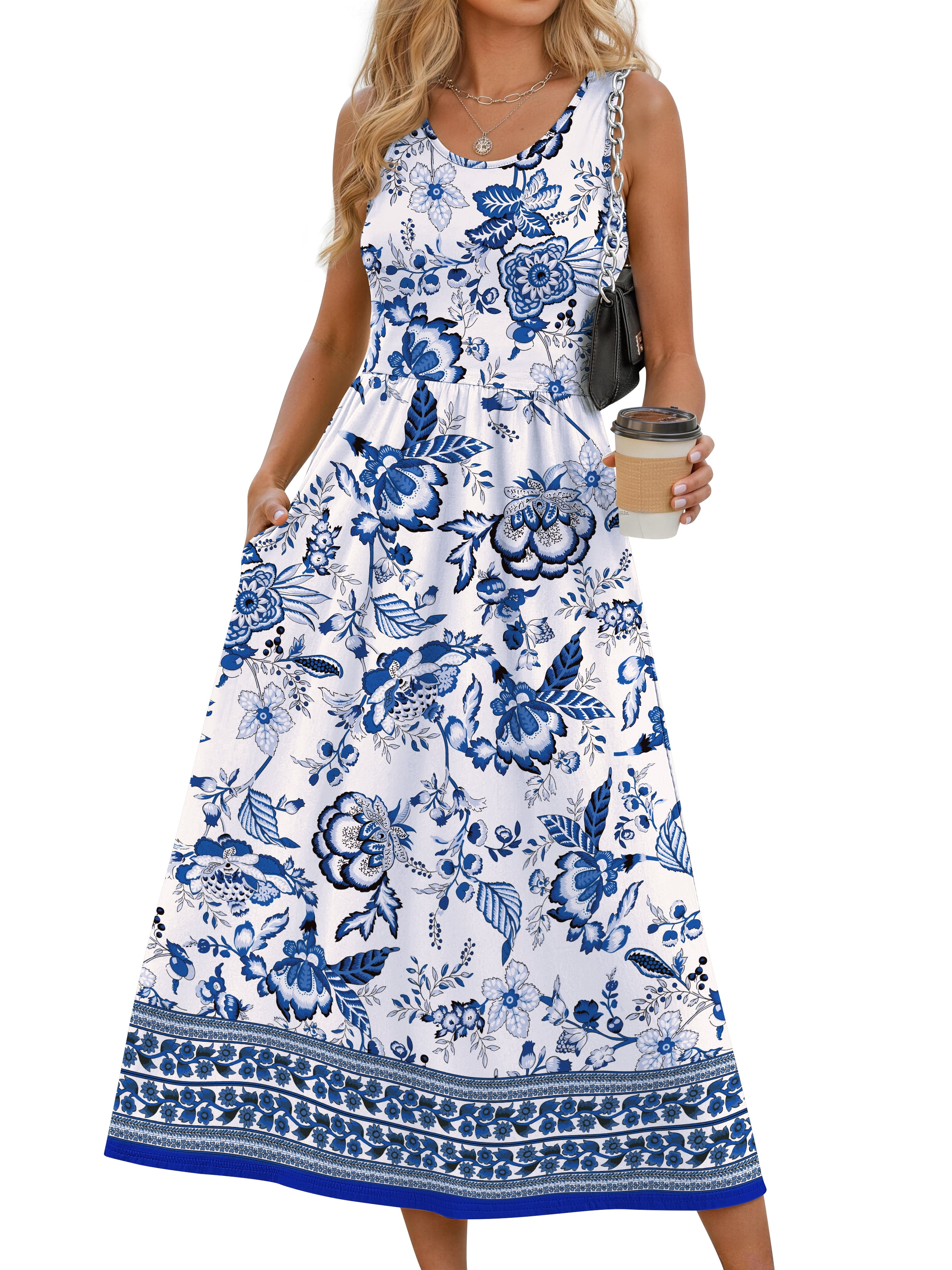 Fantaslook Summer Dresses for Women Sleeveless Casual Long Dress Beach ...