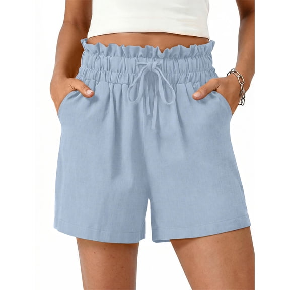 Bermuda Cotton linen Shorts for Women Knee Length High Waisted Wide Leg ...