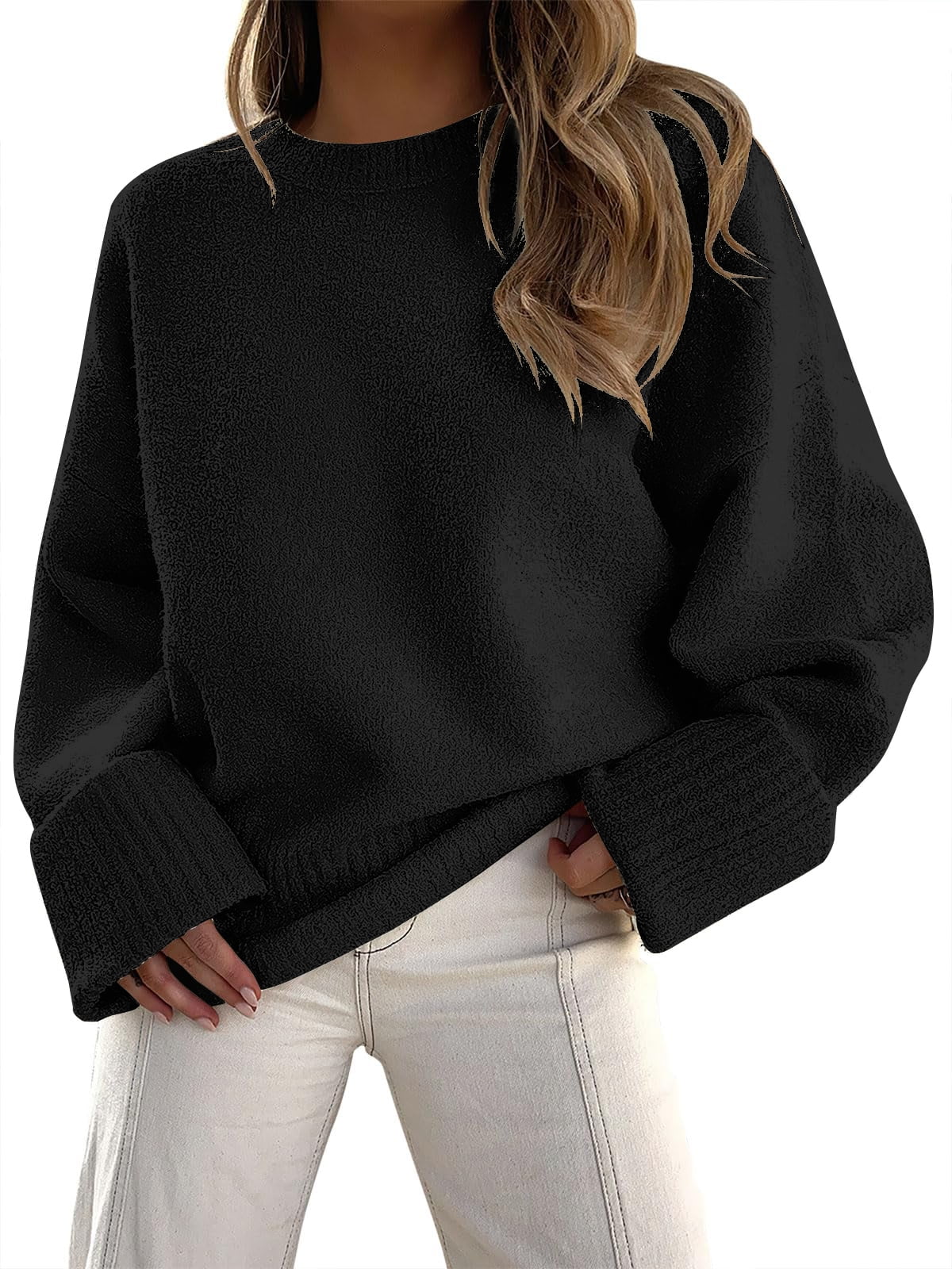 Fantaslook Sweaters for Women Oversized Crewneck Long Sleeve Chunky ...