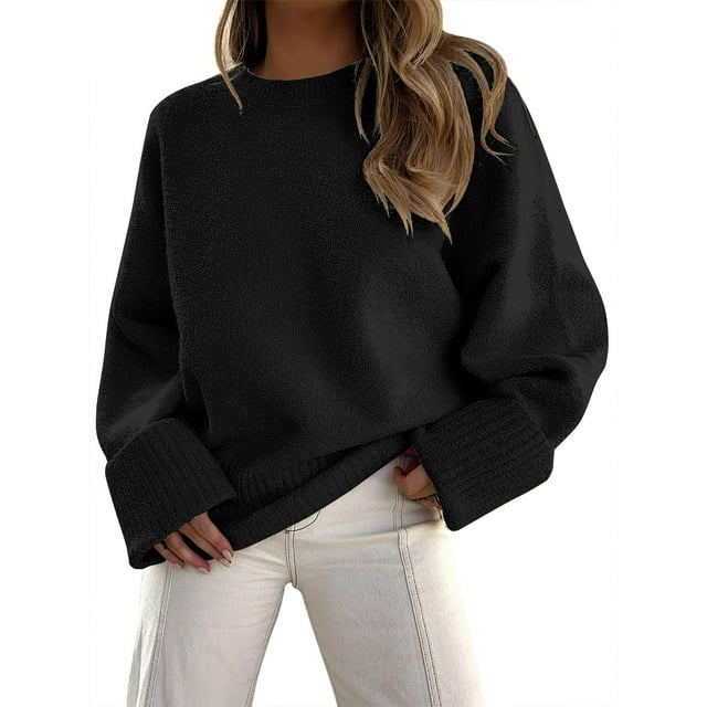Fantaslook Sweaters for Women Oversized Crewneck Long Sleeve Chunky ...