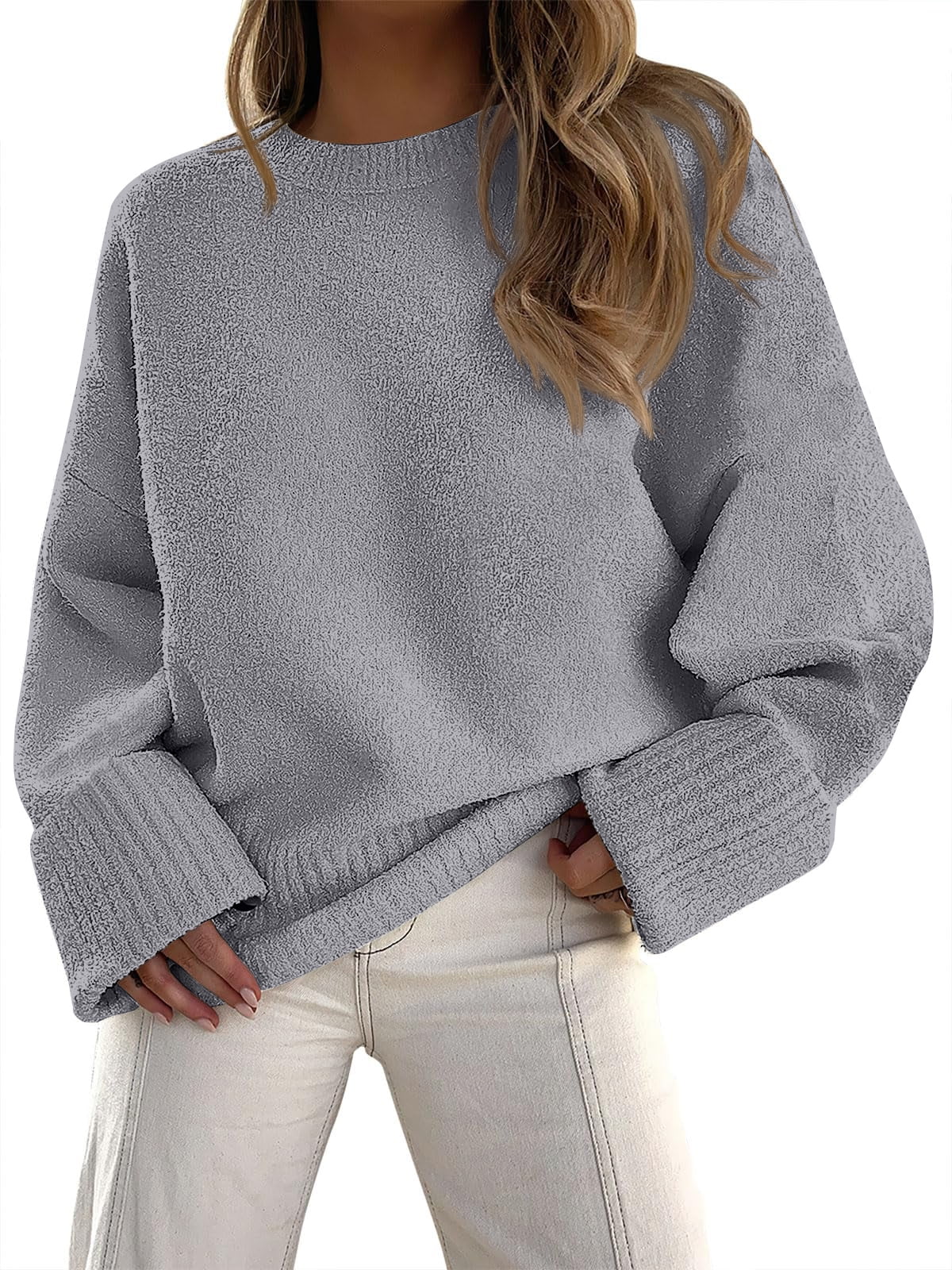 Fantaslook Sweaters for Women Oversized Crewneck Long Sleeve Chunky ...