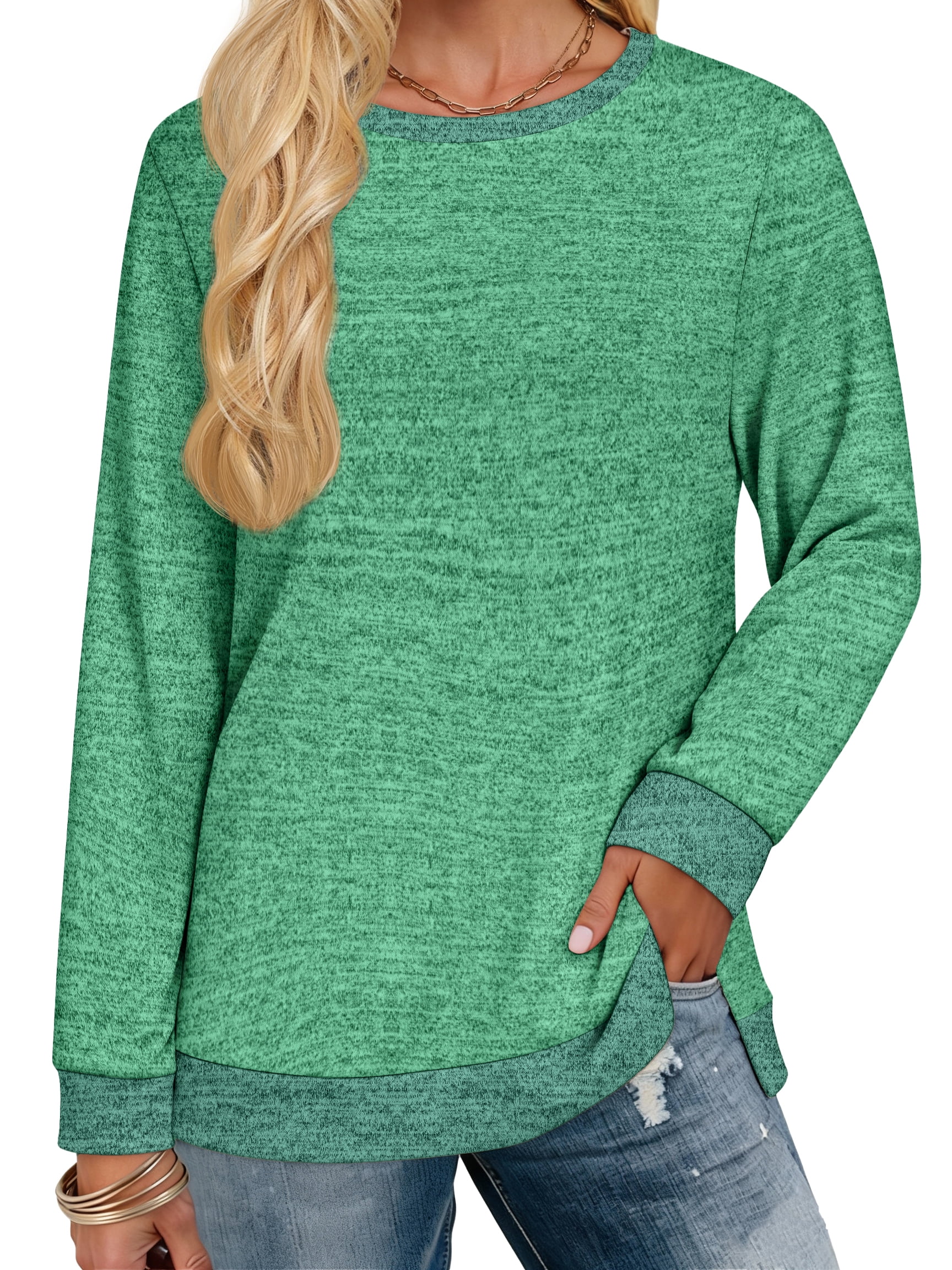 Fantaslook Sweatshirt for Women Long Sleeve Tunic Tops Color Block ...