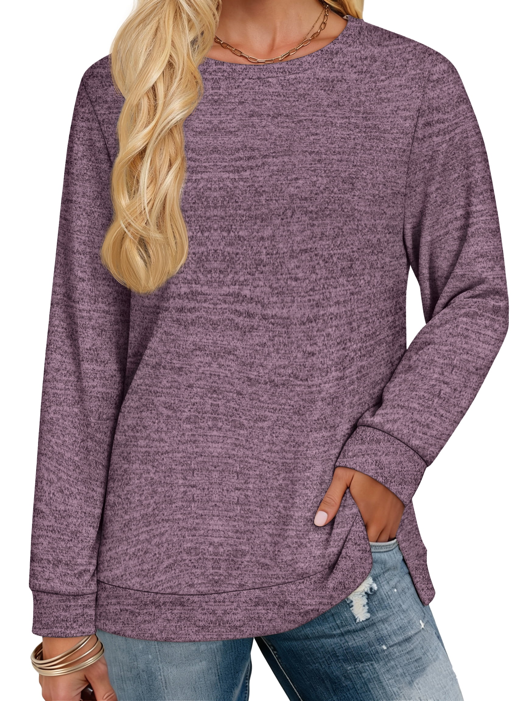 Fantaslook Sweatshirt for Women Long Sleeve Tunic Tops Color Block ...
