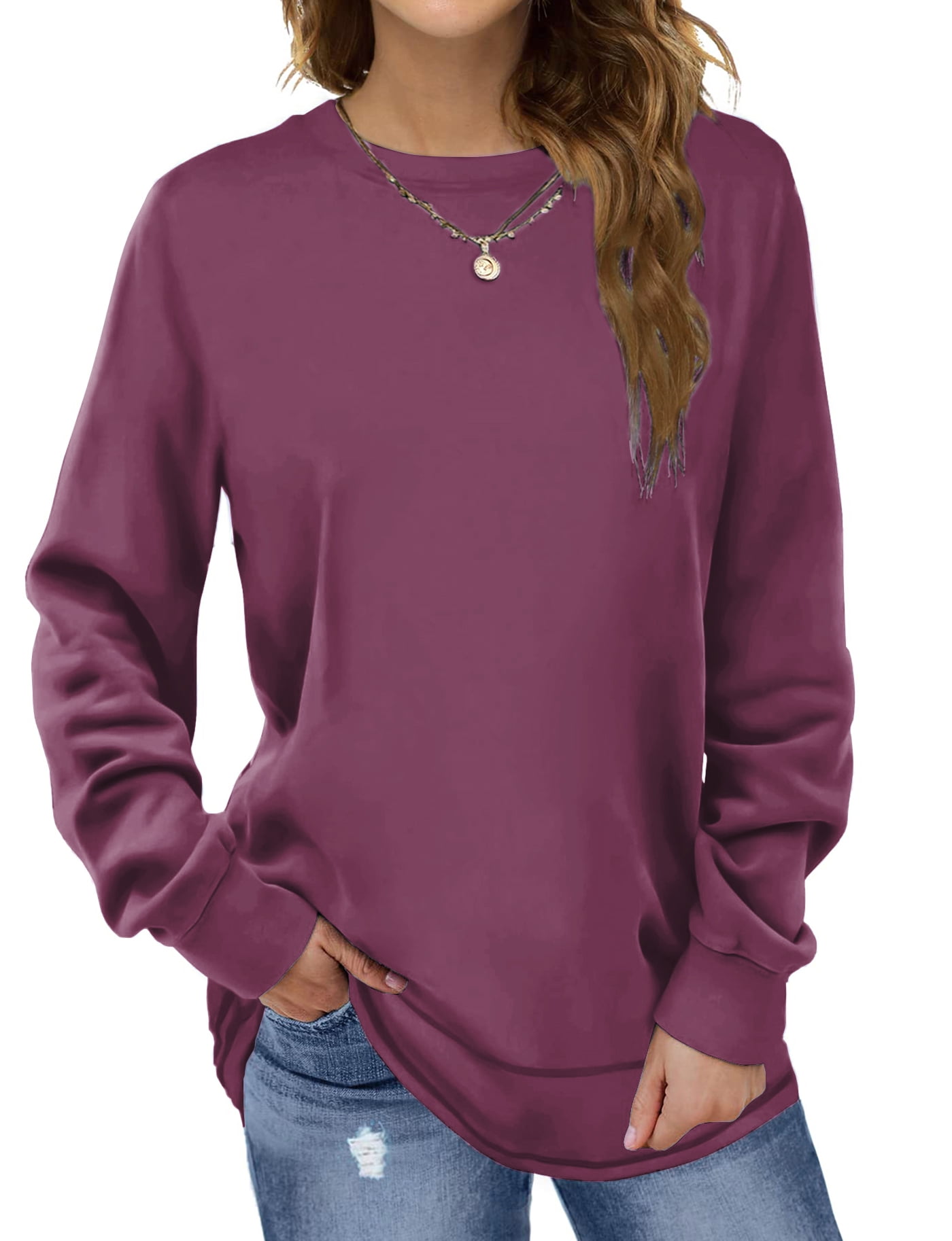 Fantaslook Crewneck Pullover Tunic Sweatshirts for Women, Long Sleeve ...