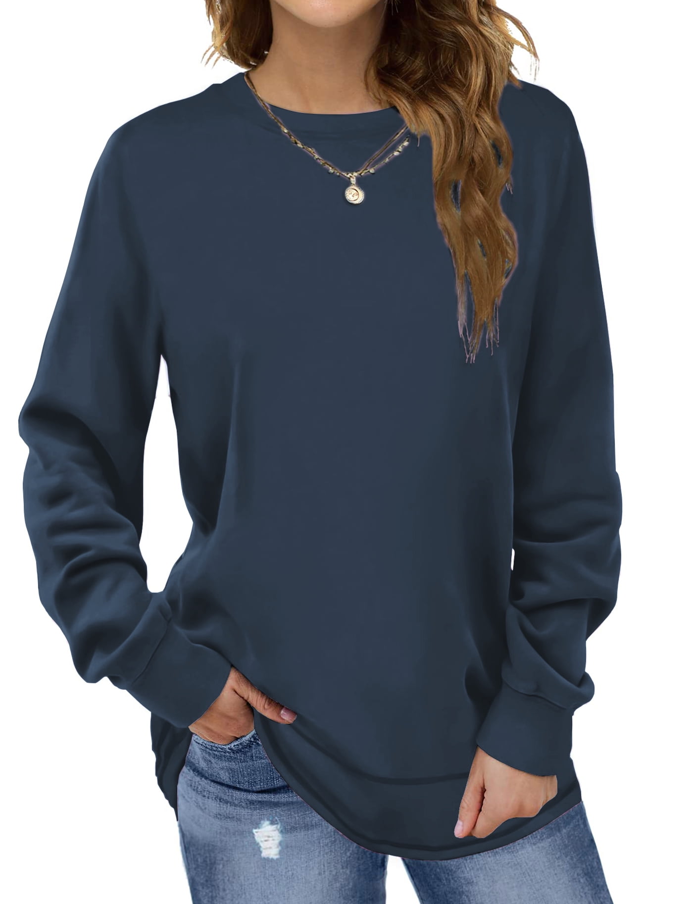 Fantaslook Sweatshirts for Women, Crewneck Long Sleeve Tunic Tops ...