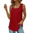 Fantaslook Women's Summer Tank Tops, Pleated Square Neck Sleeveless ...