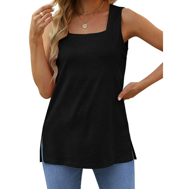 Trendy Fantaslook Womens Tank Tops, Tunic Style with Flowy Side Split ...