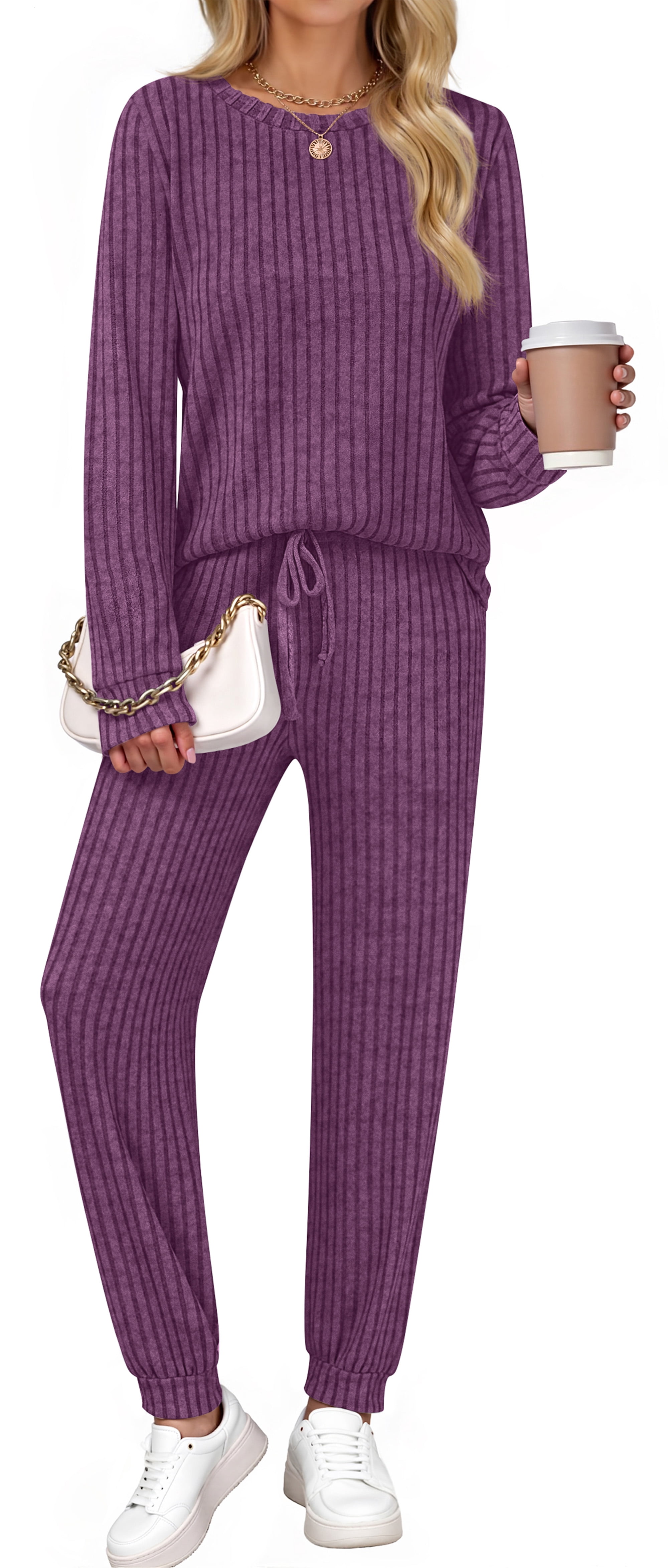 Fantaslook Two Piece Sets for Women Lounge Sets Casual Long Sleeve Tops ...