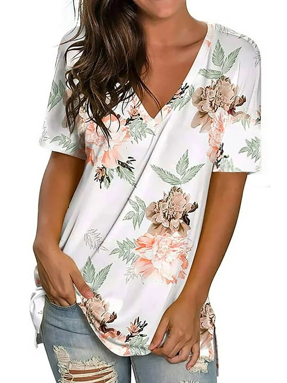 Be Kind Letter Print T-Shirt, Short Sleeve V Neck Casual Top for Summer ...