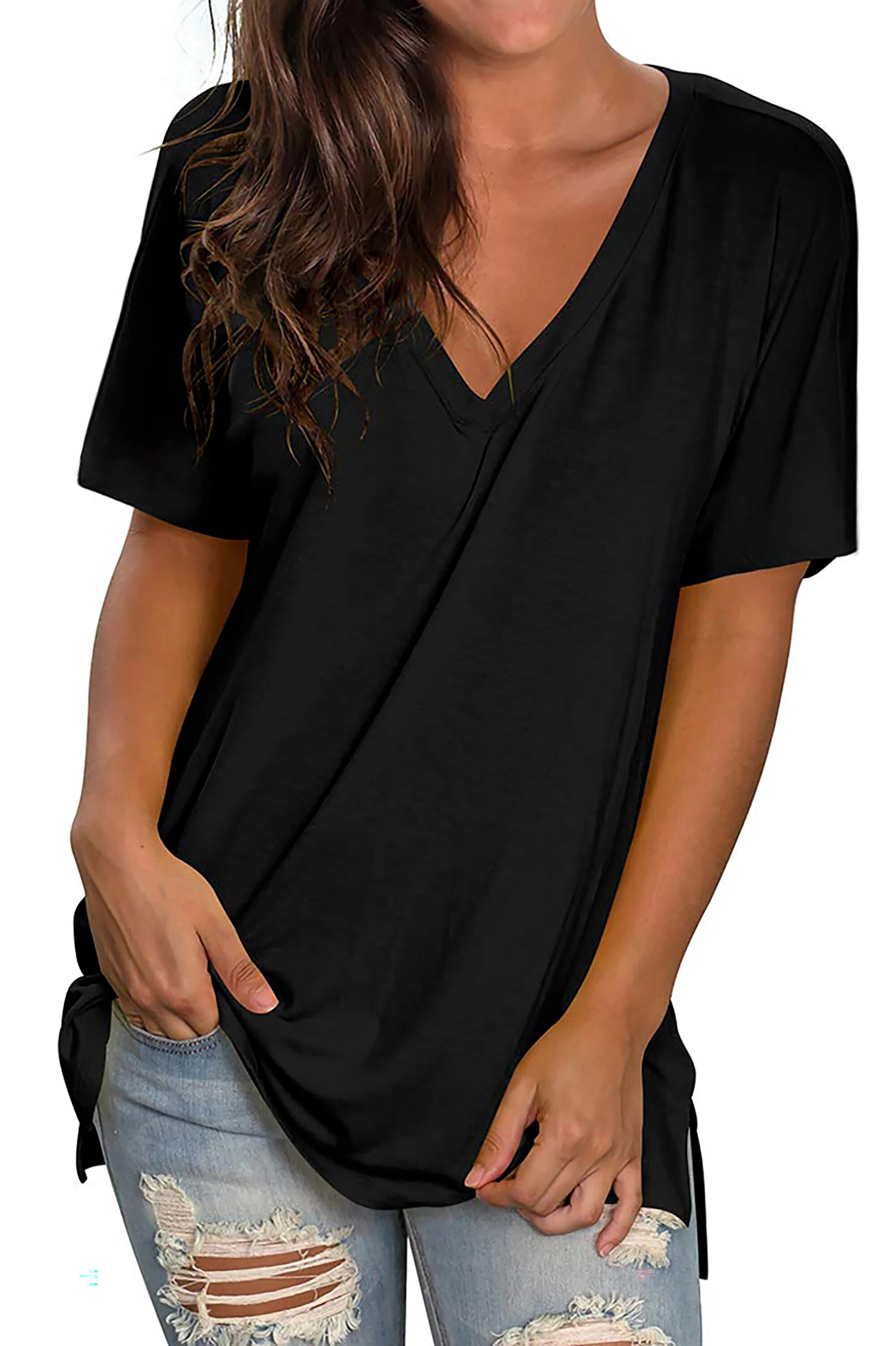 Fantaslook Women's V Neck Tunic Tops: Floral Summer Tops with Short ...