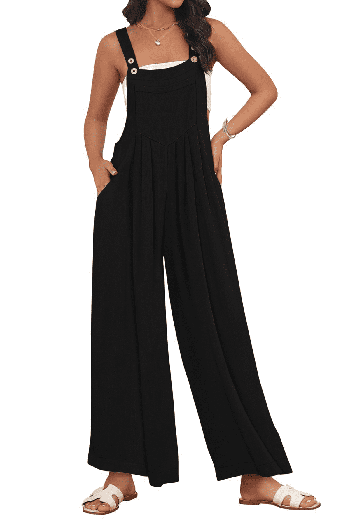 Fantaslook Wide Leg Jumpsuits for Women Casual Overalls Summer Rompers ...