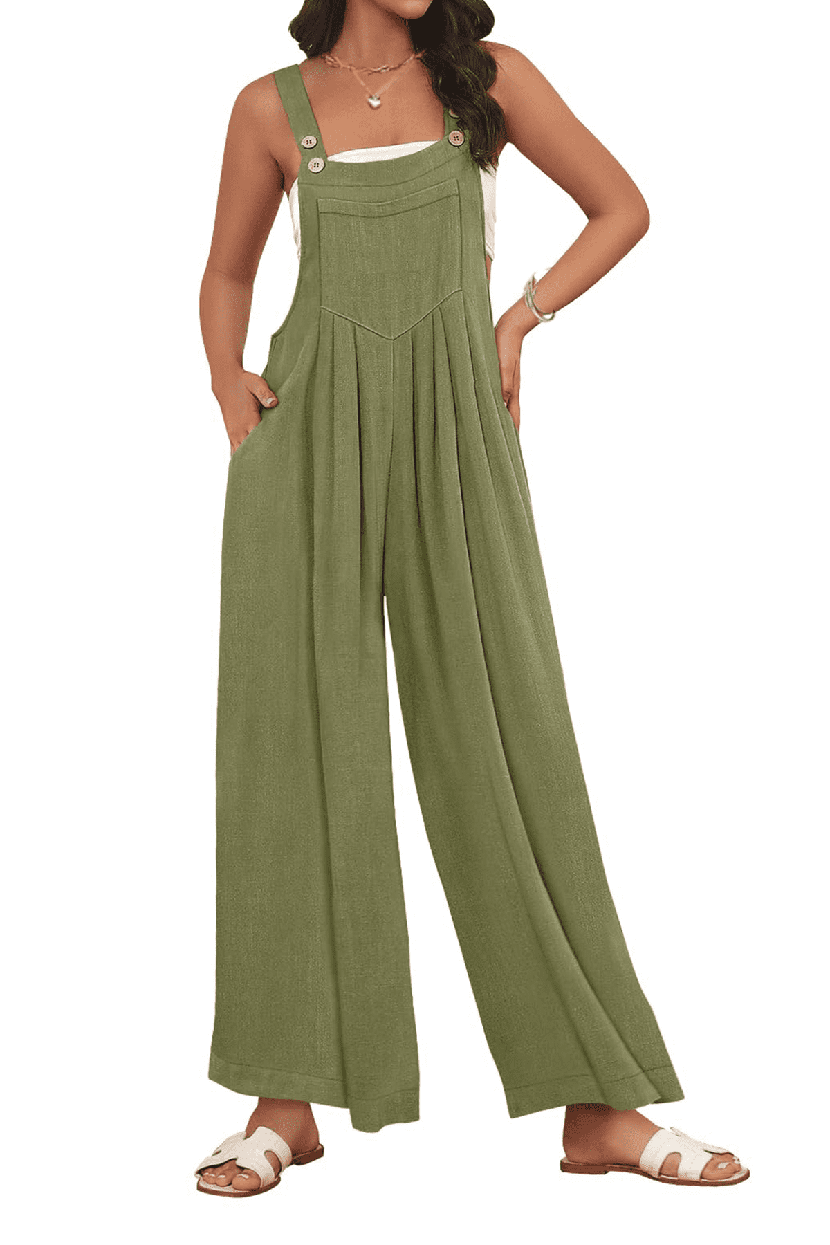 Fantaslook Wide Leg Jumpsuits for Women Casual Overalls Summer Rompers Jumpers Loose Sleeveless ...