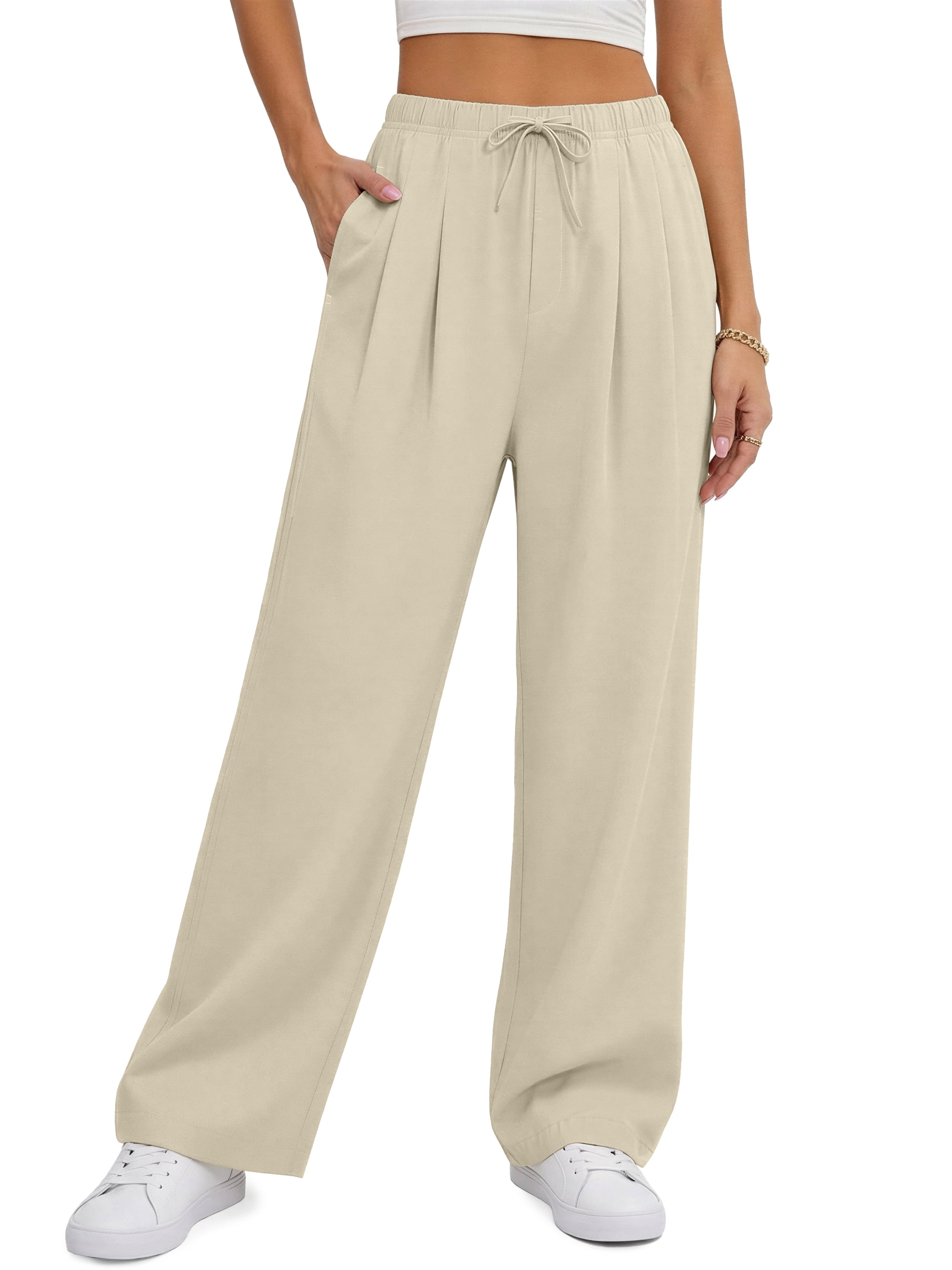 Fantaslook Wide Leg Pants for Women High Waisted Drawstring Pleated ...