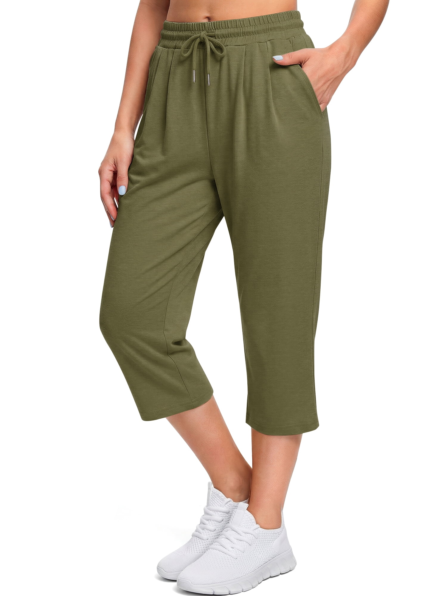 Fantaslook Women Capri Pants High Waisted Drawstring Summer Yoga Pants ...