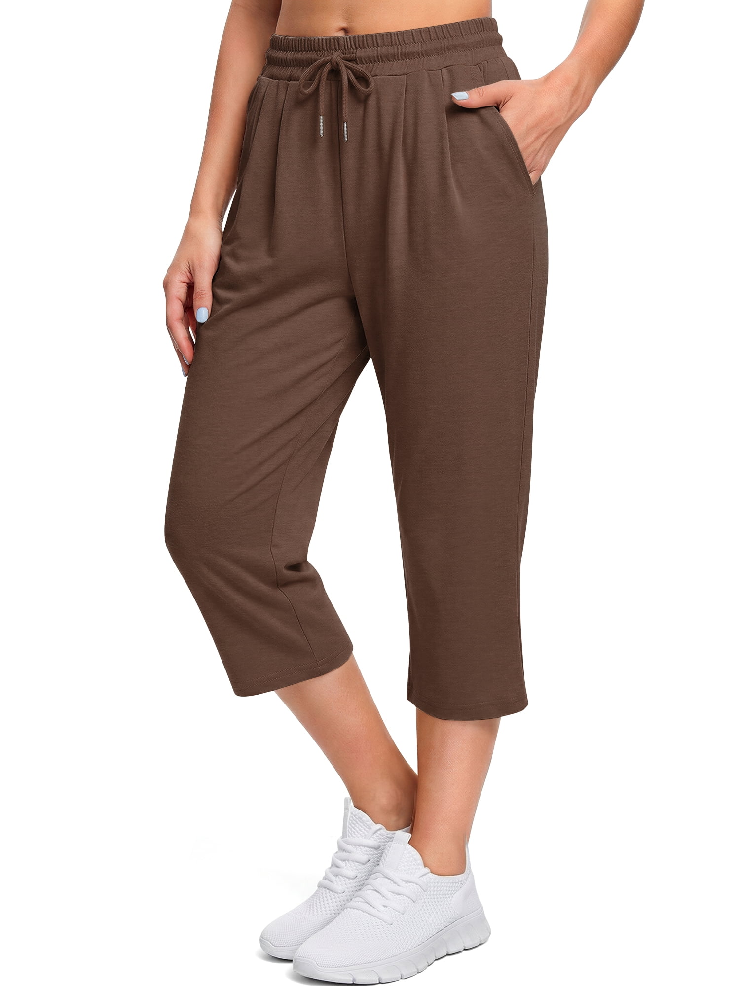 Fantaslook Women Capri Pants High Waisted Drawstring Summer Yoga Pants ...
