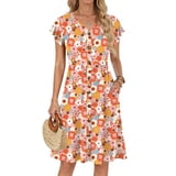 Fantaslook Women Summer Dresses V Neck Ruffle Sleeve Casual Flowy ...