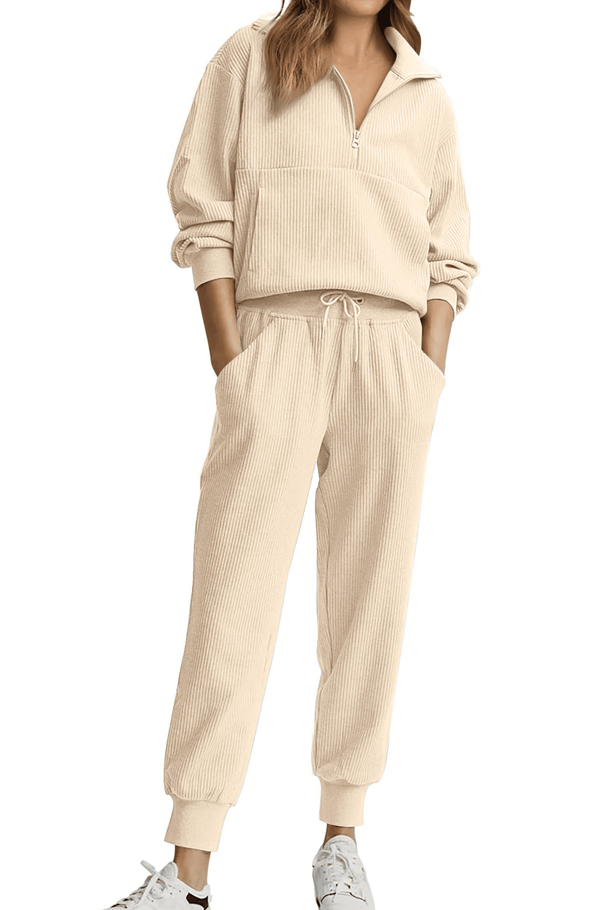 Fantaslook Womens 2 Piece Outfits Long Sleeve Half Zip Sweatsuits with ...