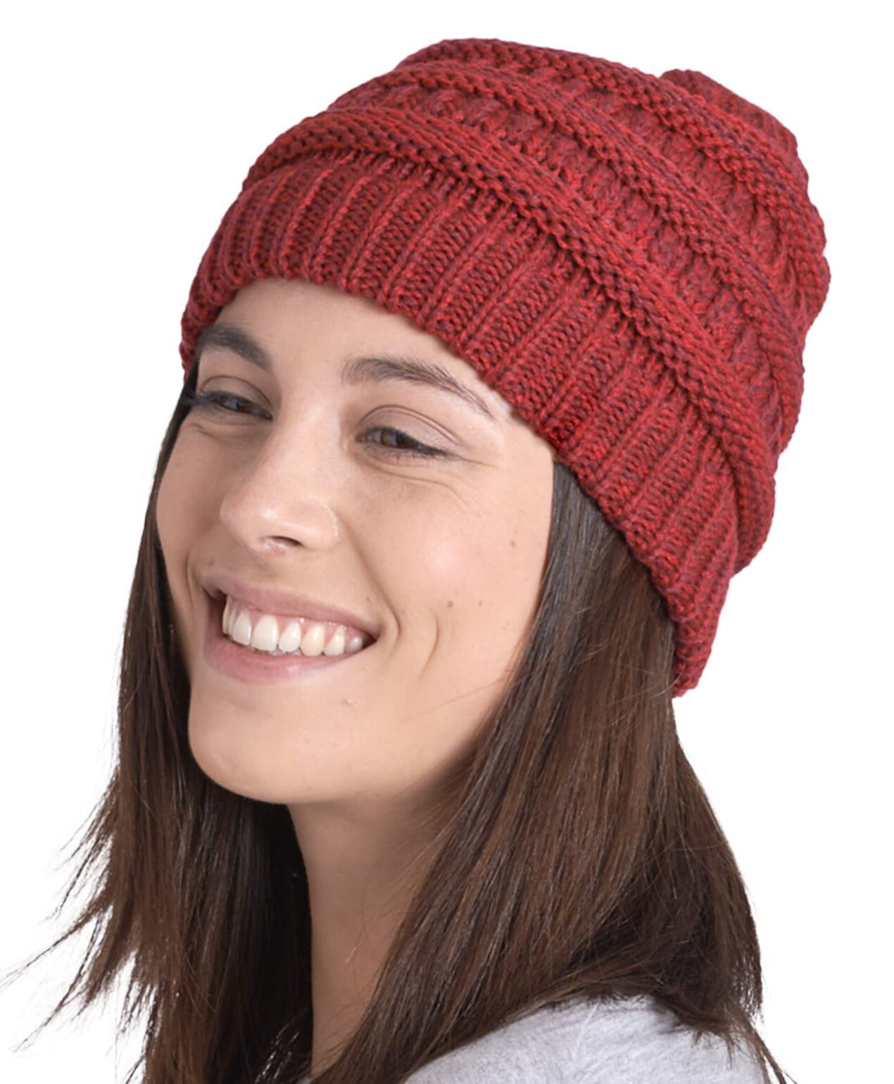 Fantaslook Women's Merino Wool Beanie, Warm Chunky Cable Knit Winter ...