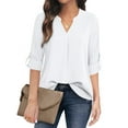 Fantaslook Women's 3/4 Cuffed Sleeve V Neck Blouses, Lightweight ...