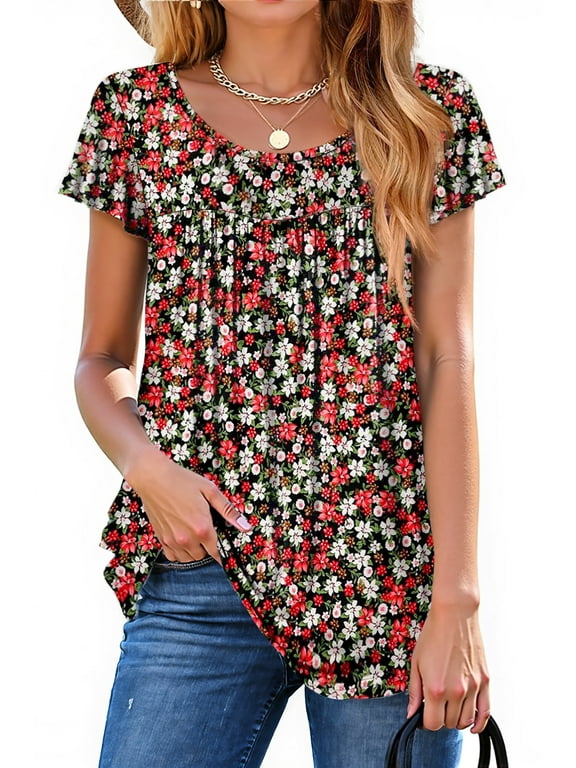 Babysbule Women Summer Tops Shirts Women Letter Printed Shirt Short ...