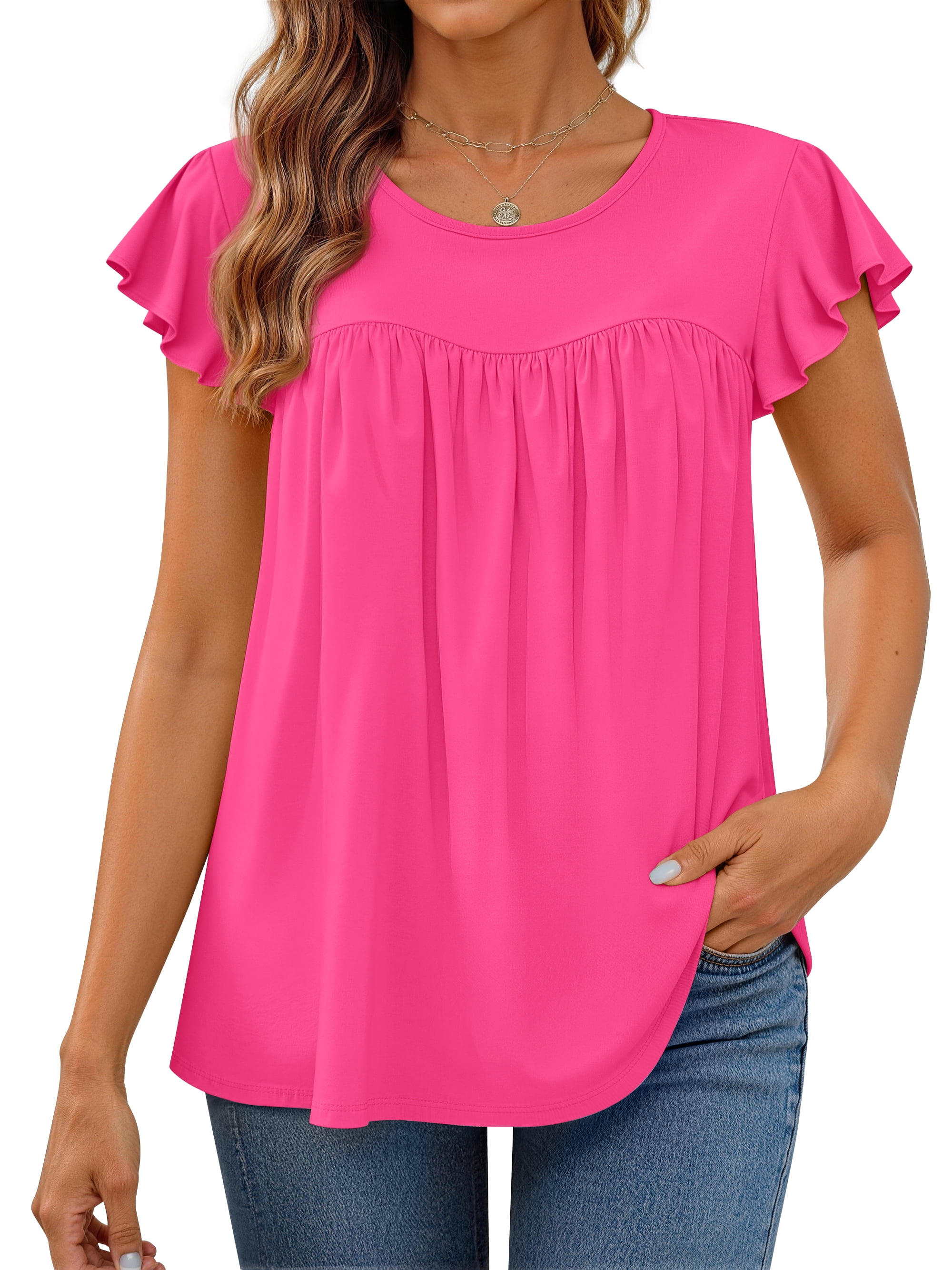 Fantaslook Womens Blouses, Dressy Casual Pleated Tunic Tops, Floral ...