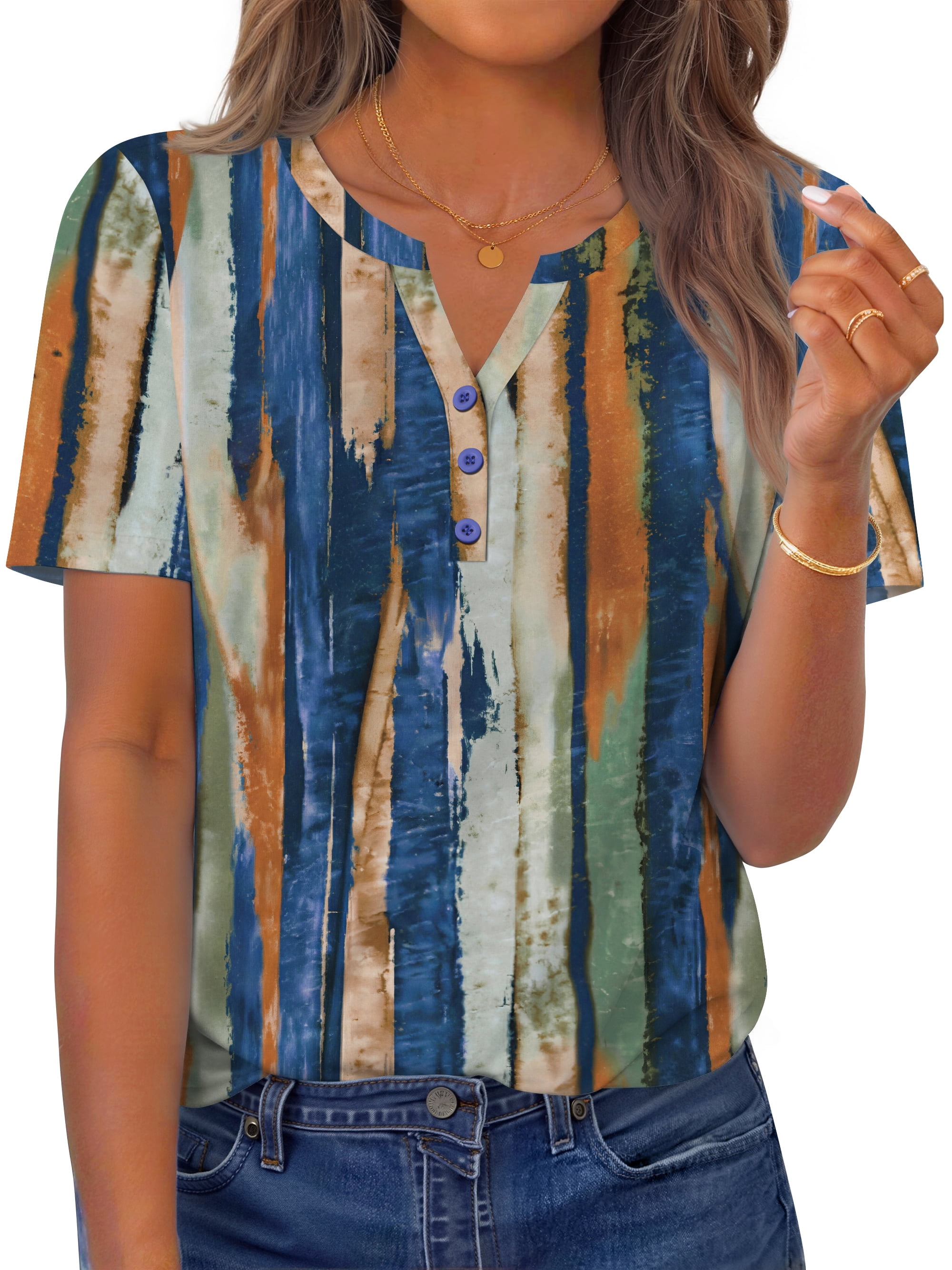 Fantaslook Womens Blouses Dressy Casual Tops Summer Short Sleeve V Neck ...